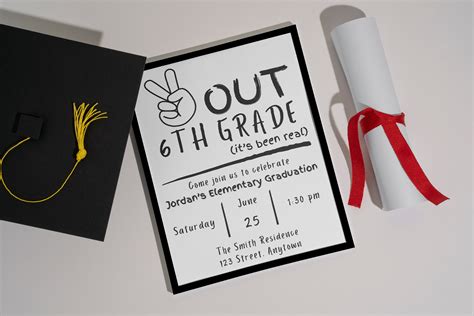 Elementary School Graduation Invitation Peace Out Editable Party