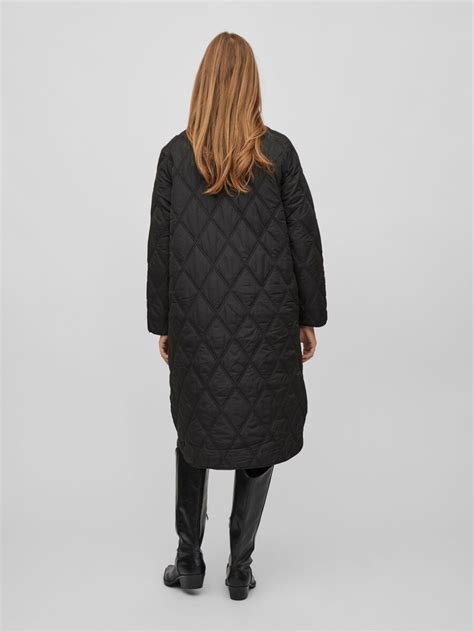 Vila Quila New Highlow Quilted Jacket Black Aukia