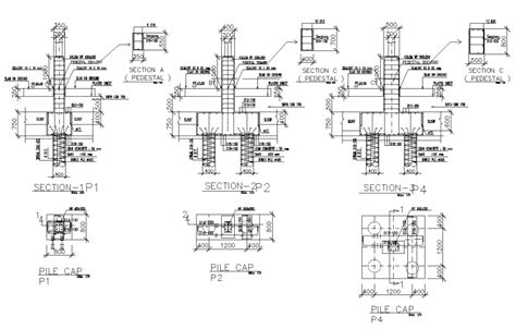 Pile Foundation Detail Section 2d View Layout Structure Autocad File Riset
