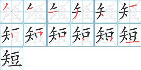 短的笔顺笔画顺序在田字格的正确写法好问之家