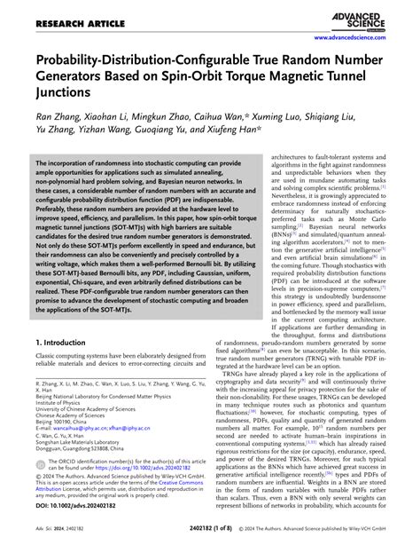 Pdf Probability‐distribution‐configurable True Random Number