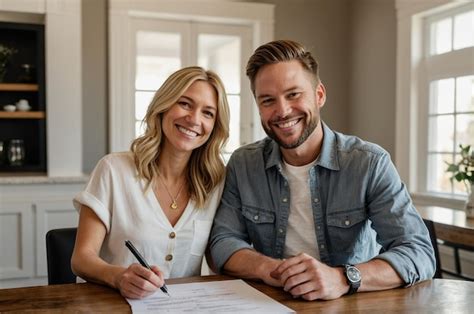 A Couple Sits At A Table With A Document That Says Youre A Job