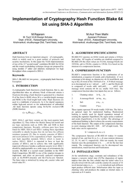Implementation Of Cryptography Hash Function Blake 64 Bit Using Sha 3
