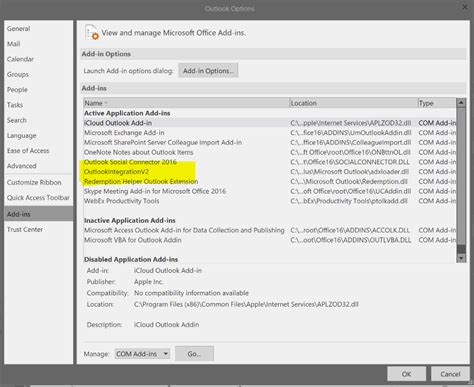 goldmine goldmine link for microsoft outlook missing from the
