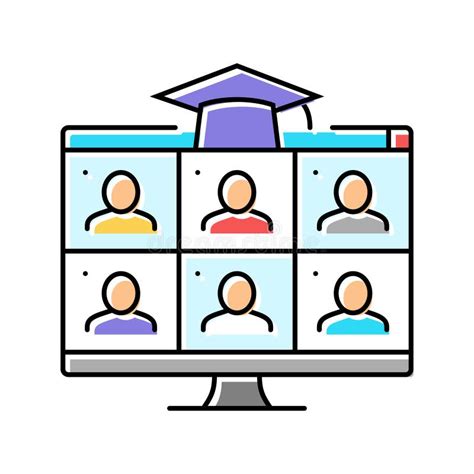 Virtual Classroom Online Learning Platform Color Icon Vector Virtual Classroom Online Learning Platform Color Icon Vector
