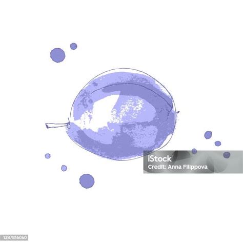 흰색 배경에 고립 된 사실적인 푸른 매화를 손으로 그린 신선한 건강한 유기농 비건 식품 장식과 디자인을위한 낙서 벡터 일러스트레이션 개념에 대한 스톡 벡터 아트 및 기타