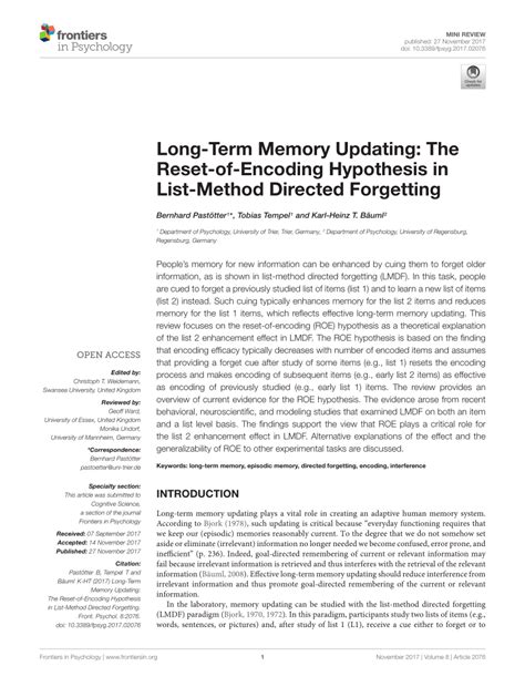 pdf long term memory updating the reset of encoding hypothesis in