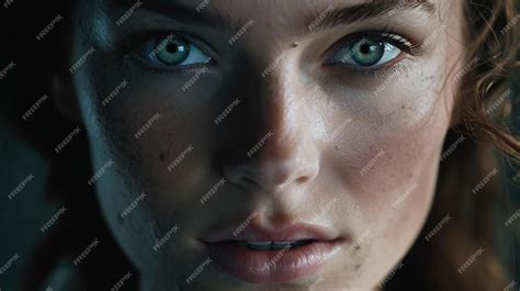 Premium Ai Image Female Model Face Freckled Girl Model Face