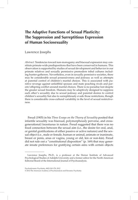 Pdf The Adaptive Functions Of Sexual Plasticity The Suppression And