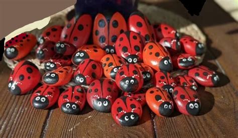 Ladybug Painted Rocks A Simple Artistic Guide Classroom DIY