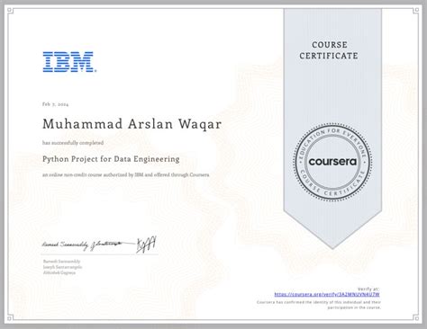 earned python certification for data engineering muhammad arslan waqar posted on the topic