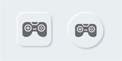 Joystick Solid Icon In Neomorphic Design Style Game Controller Signs Vector Illustration