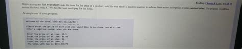 Solved Reading Chapter Lab 7 Lab 10 Write A Program That Chegg