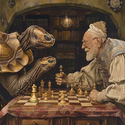Turtle Playing Chess With Bishop Premium Ai Generated Image