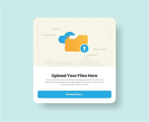 Professional File Drag And Drop Ui Design With Minimalist Cloud Folder Illustration Stock Vector