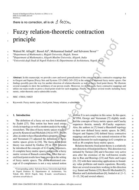Pdf Relation Theoretic Fuzzy Contraction Principle