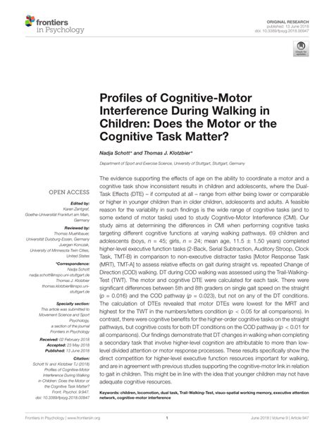 Pdf Profiles Of Cognitive Motor Interference During Walking In