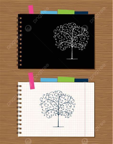 Design Of Notebook Cover And Pages On A Wooden Background Vector Date White Note Png And