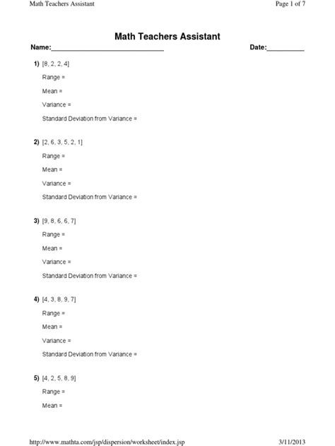 M3 S3 A2 Variance And Standard Deviation Practice With Answers Pdf Variance Standard Deviation