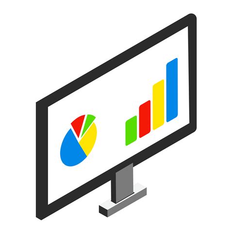 Financial Analytic Chart Graphs On Computer Screen Isometric Business