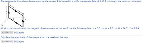 Solved The Rectangular Loop Shown Below Carrying The Chegg