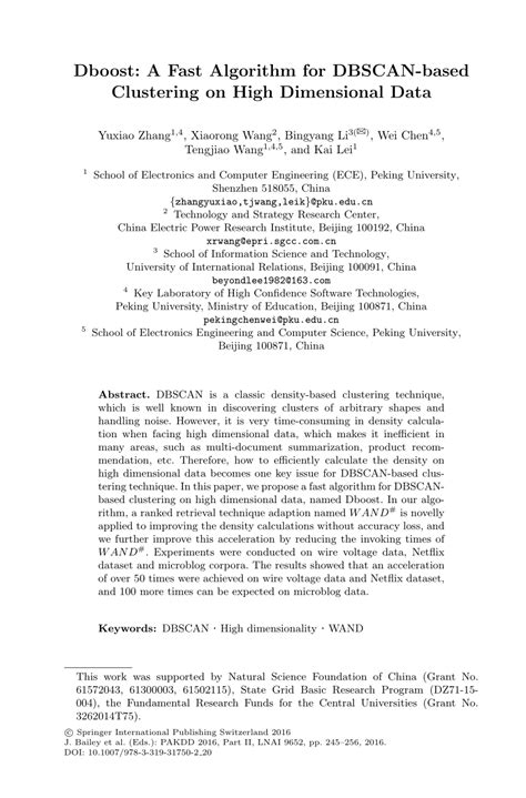 PDF Dboost A Fast Algorithm For DBSCAN Based Clustering On High Dimensional Data