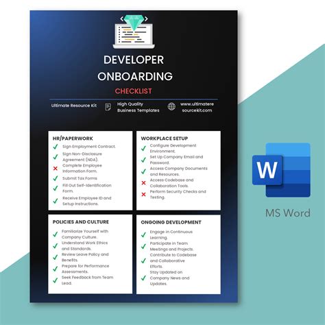 Developer Onboarding Checklist High Quality Template 2024