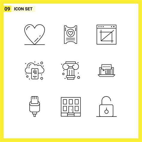 Set Of 9 Vector Outlines On Grid For Column Server Crop Mobile Backup Editable Vector Design