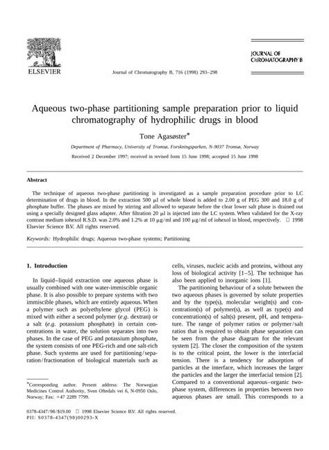 Pdf Aqueous Two Phase Partitioning Sample Preparation Prior To Liquid