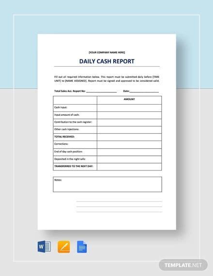 Daily Report Templates Word Pdf Excel Google Docs Artofit