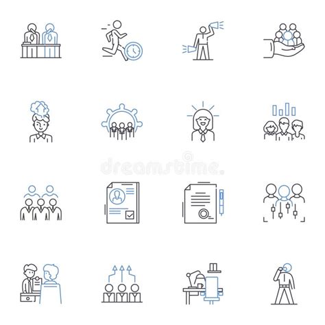 Human Resources Line Icons Collection Recruitment Training Diversity Benefits Performance