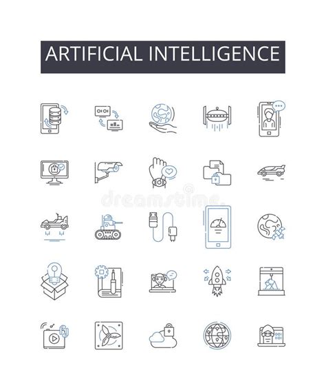 Artificial Intelligence Line Icons Collection Machine Learning