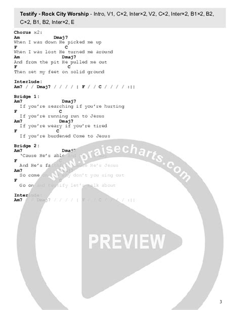 Testify Live Chords Pdf Rock City Worship Praisecharts