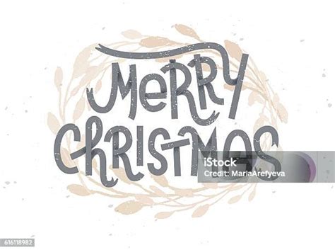 메리 크리스마스 그 아래에 황금 화환과 함께 레터링 오타그라 검은색에 대한 스톡 벡터 아트 및 기타 이미지 검은색 겨울 격언 Istock