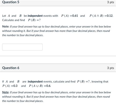 solved question 5 3 pts let a and b be independent events