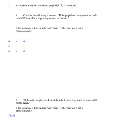 Solved Assume The Weighted Undirected Graph Gve Is