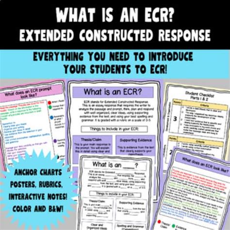 Ecr Extended Constructed Response Lesson Introduction Anchor Chart Notes Rubrics