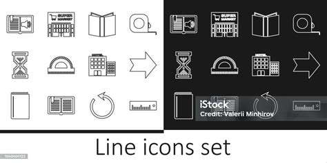 선 눈금자 화살표 책 열기 각도기 그리드 모래 시계 픽셀 오디오 호텔 건물 및 슈퍼마켓 아이콘을 설정합니다 벡터 건축에 대한 스톡 벡터 아트 및 기타 이미지 Istock