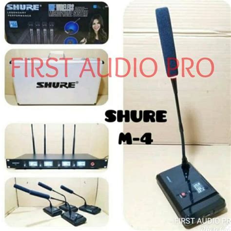 Jual MIC WIRELESS PODIUM SHURE M4 MIC MEJA SHURE M 4 4MIC MEJA GRADE A Shopee Indonesia