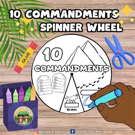 Ten Commandments Coloring Wheel Moses Old Testament Bible Sunday School