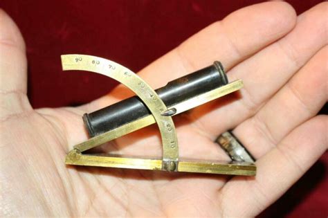 Rare Unique Small Brass Protractor~ Radius Degree Measure W Hinged Bubble Level Antique Price