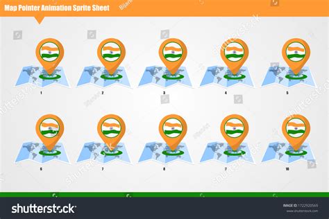 Vektor Stok Map Marker Animated Flag Sprite Sheet Tanpa Royalti