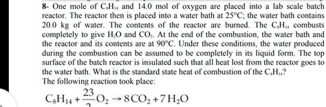 One Mole Of CH And 14 0 Mol Of Oxygen Are Placed Into A Lab Scale Batch