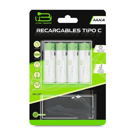 Pilas Recargables Aaa Urban Balance Tipo C 4 Piezas Office Depot Mexico