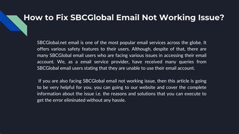 PPT How To Fix SBCGlobal Email Not Working Issue 1 475 315 9016 PowerPoint Presentation ID