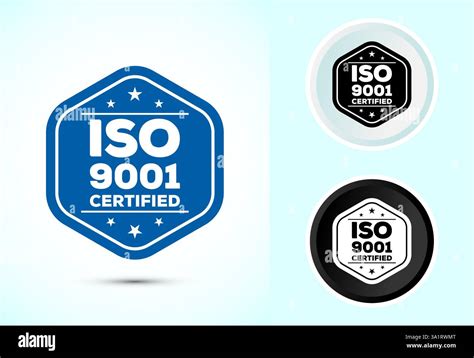 Iso 9001 Certified Icon Design Illustration Standard Quality Label Sign Symbol Color Black