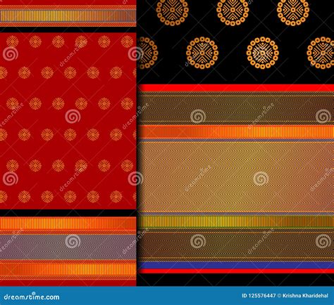 Indian Pattu Sari Vector Pattern Set Stock Vector Illustration Of Colorful Celebration 125576447