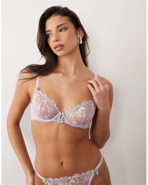 Boux Avenue Posey Floral Embroidered Underwired Balconette Bra In