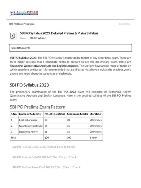 Sbi Po Syllabus 2023 Prelims Mains And Descriptive Syllabus Pdf Pdf
