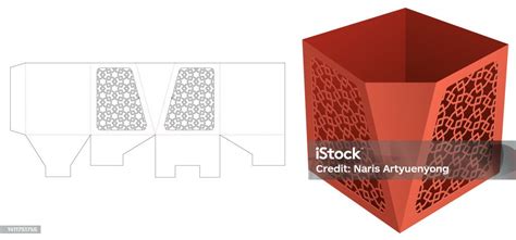 골판지 하나의 모따기 그릇 스텐실 패턴 다이 컷 템플릿과 3d 모형 상자에 대한 스톡 벡터 아트 및 기타 이미지 상자 0명 개념 Istock